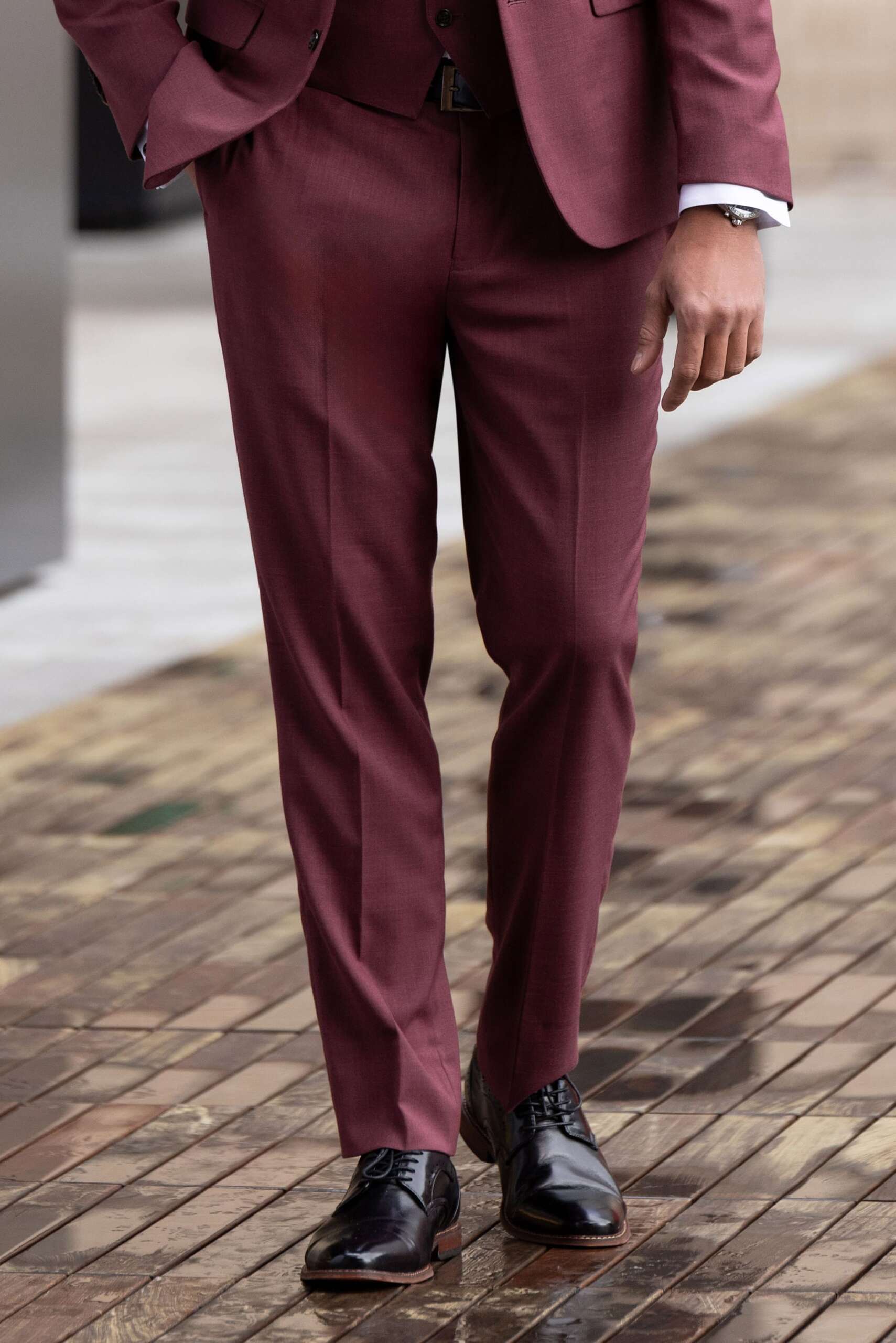 Brick Stretch Slim Fit Suit Pants - Black Tie Formalwear